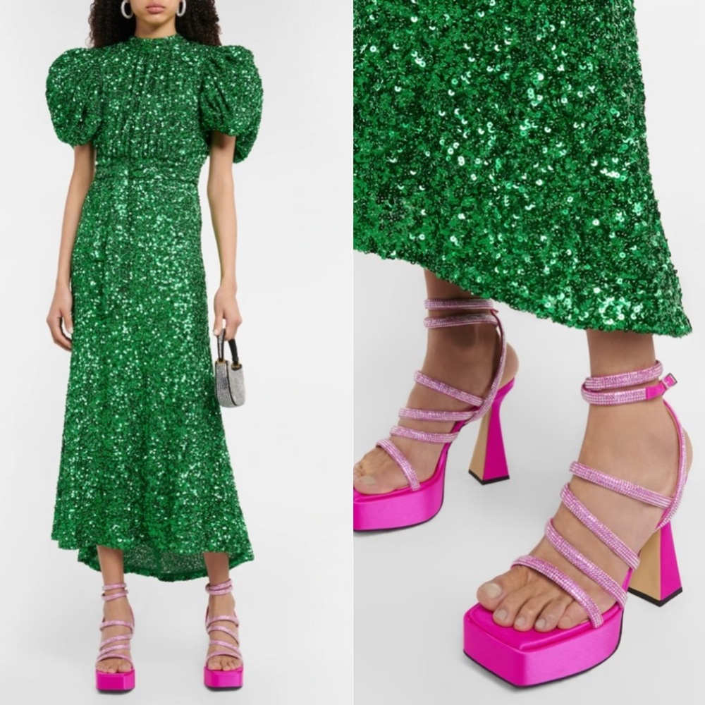 Mach & Mach Sydney Embellished Satin Platform Sandals - Gem